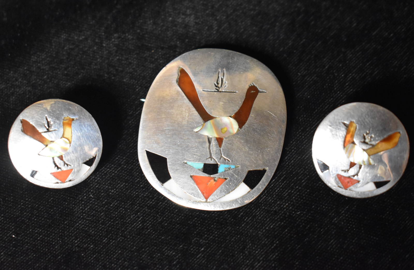 Vintage Zuni Road Runner Sterling, Turquoise Multi-stone Inlay Brooch ...
