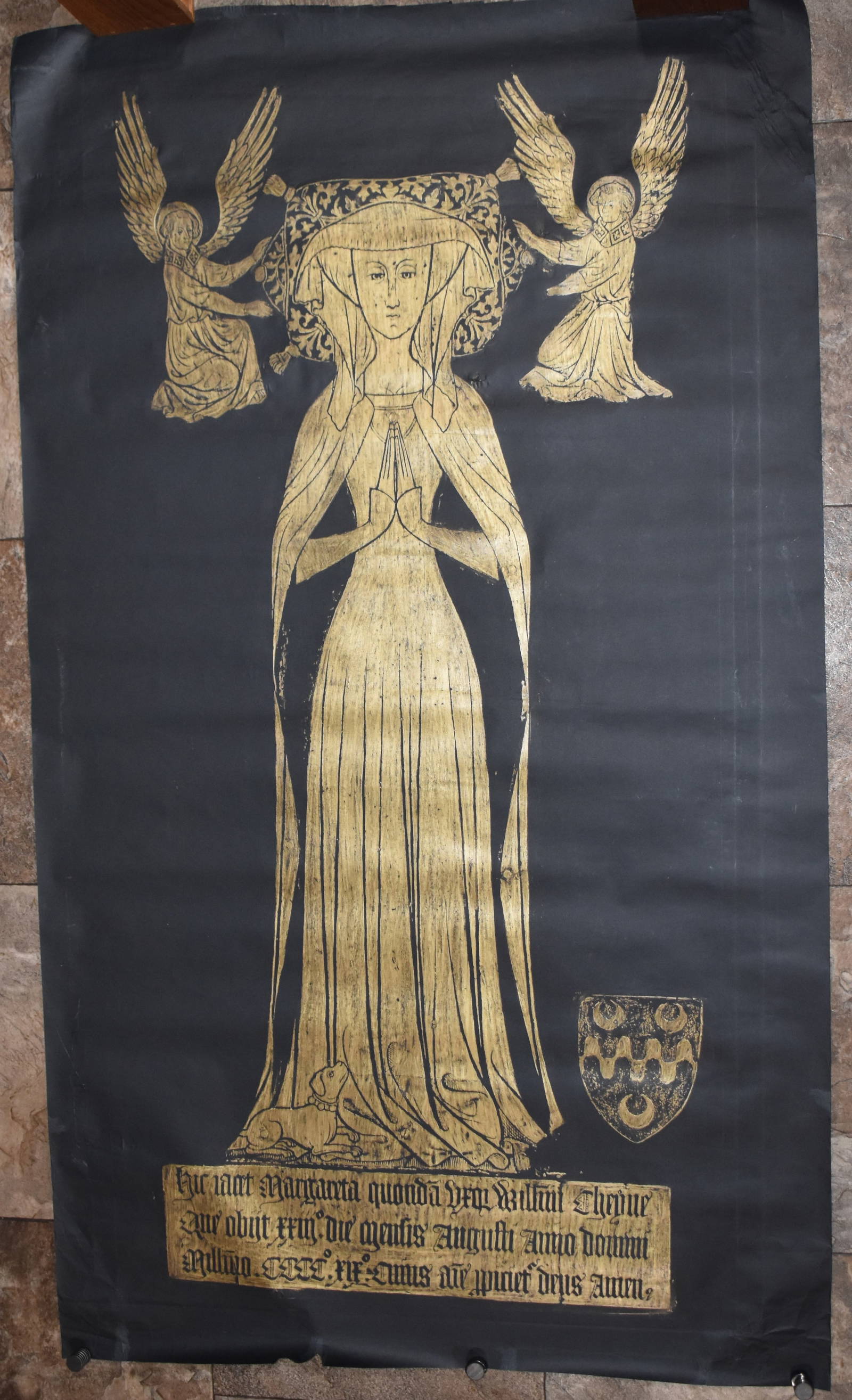 Vintage Tombstone Headstone Monumental Large Rubbing Of Lady Margaret ...