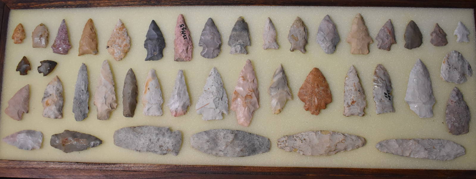 Frame Of 41 Common Arrowheads Auction
