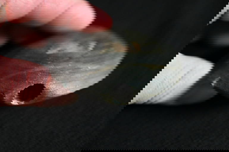 3 3/16" Slate Bannerstone With Modern Grinding On Both Sides To Enhance ...