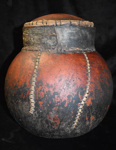 Very Old Large Tuareg Calabash Pot W/ Lid From The Sahara Desert, West ...