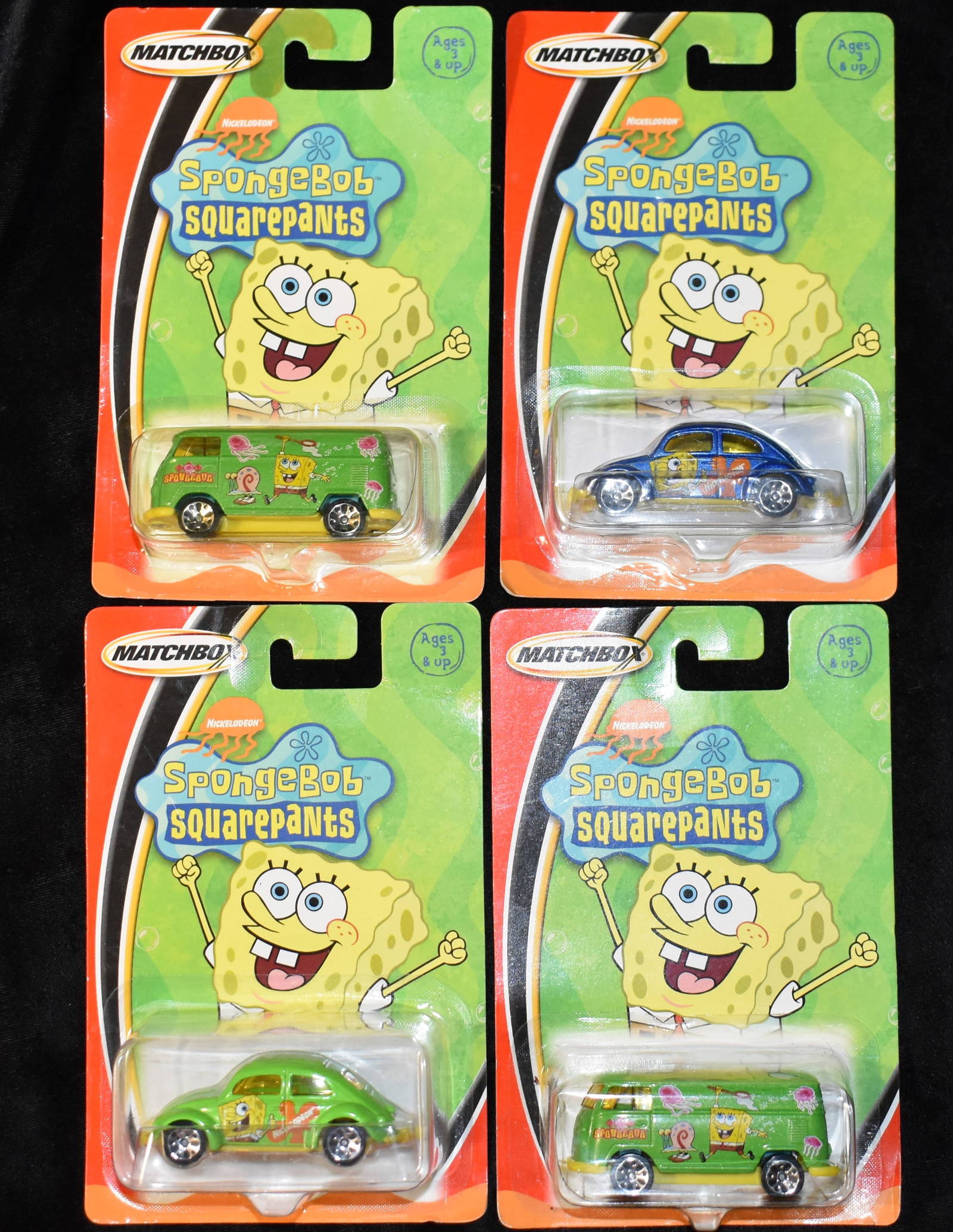 4 Spongebob Squarepants Matchbox 1:64 Scale Diecast Cars - 2003 Auction
