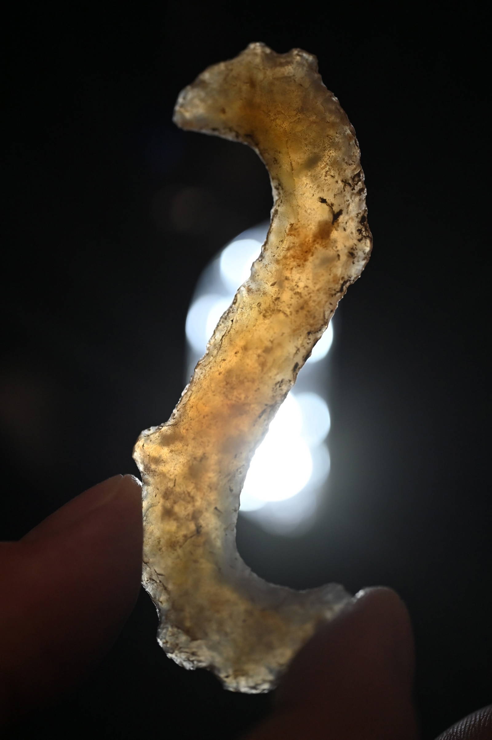 3 3/8" Translucent Mayan Eccentric Found In South America. Auction