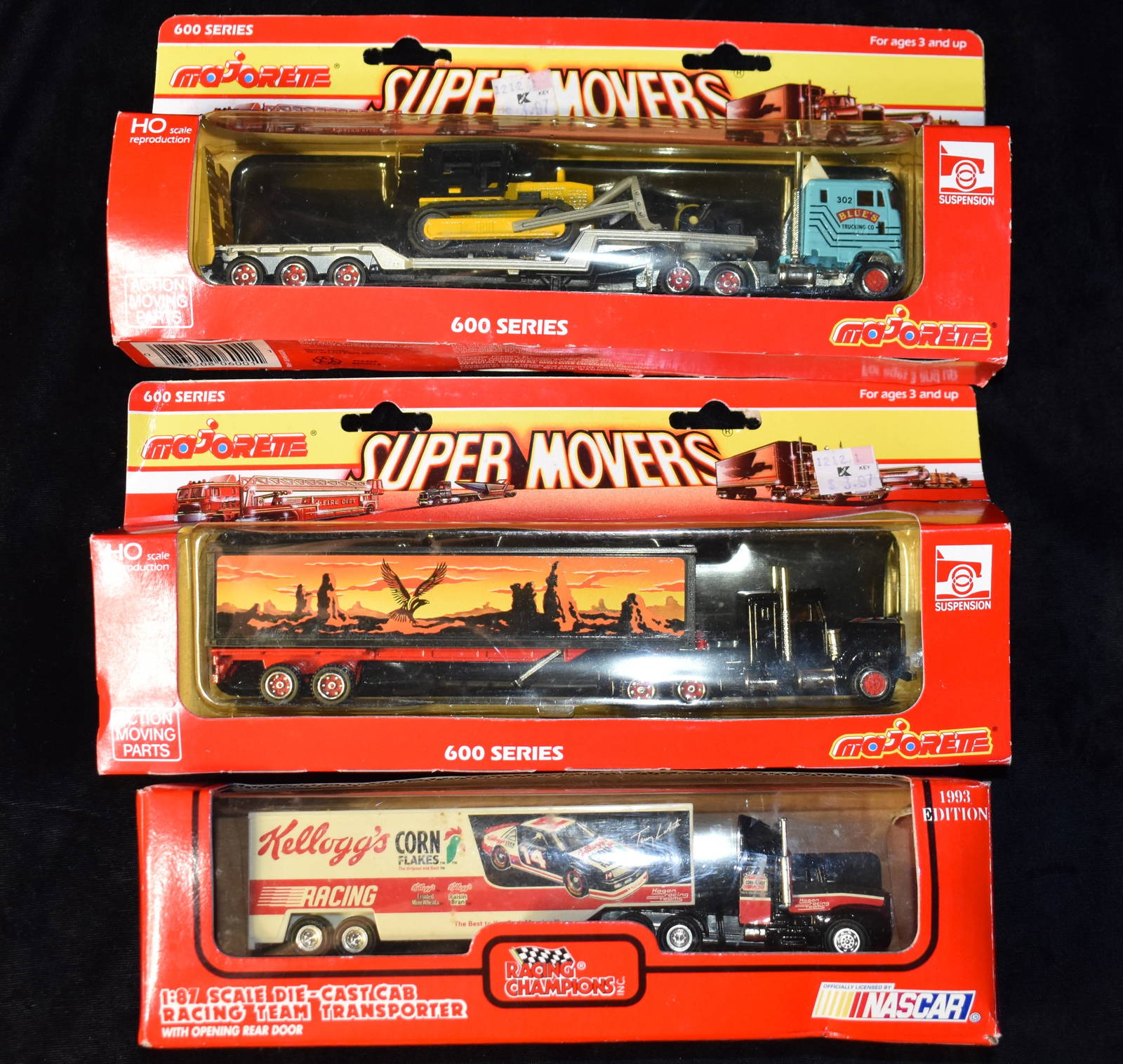 3 Vintage 1:64 Scale Semi's W/ Trailer Diecast By Majorette & Racing ...