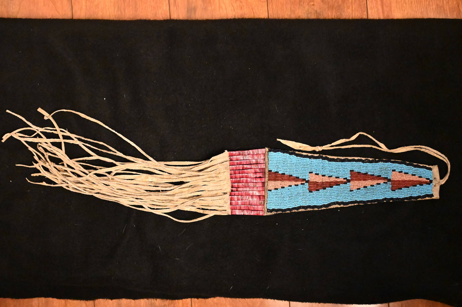 Beaded & Quilled Leather Tomahawk Drop. Auction