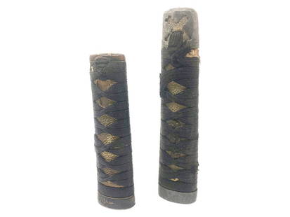 Two Japanese Samurai Sword Handles (tsuka)