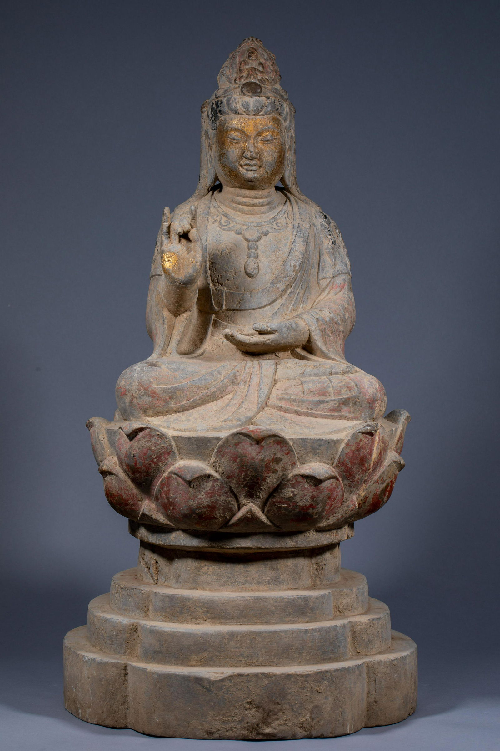 Ancient Chinese Sitting Statue Of Guanyin