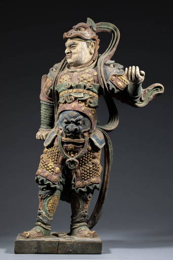 Chinese Ancient Wood Carving Painted with the Statue of Bodhisattva ...
