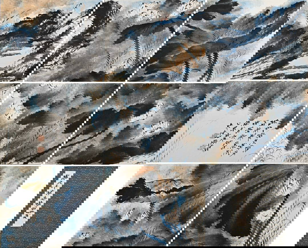 Zhang Daqian Splash Color Lotus Diagram Octavo Paper Album Pages Auction