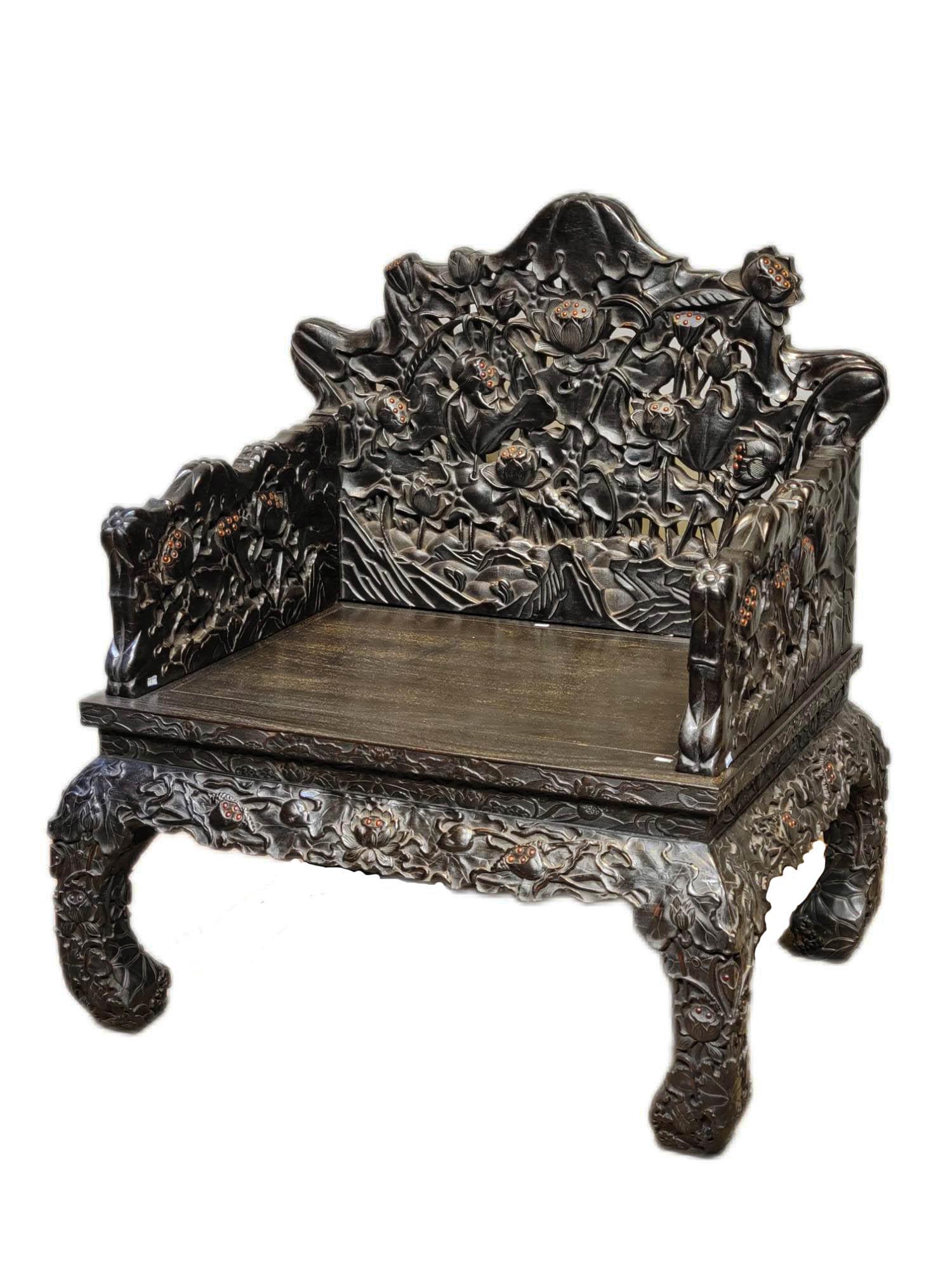 During The Qing Dynasty, The Purple Sandalwood Carved Lotus Grandmaster ...