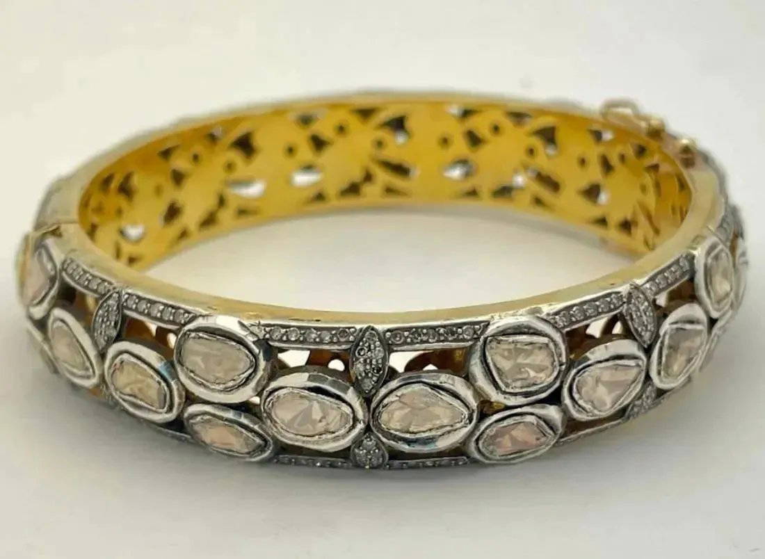 Vintage Bangle Bracelet Rose Gold And Single Cuts Diamonds Auction