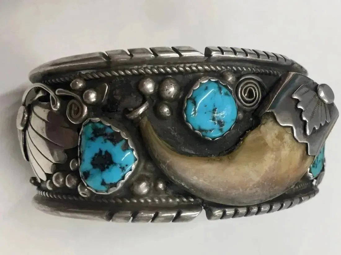 Native American Navajo Sterling Silver Turquoise Cuff Bracelet ...