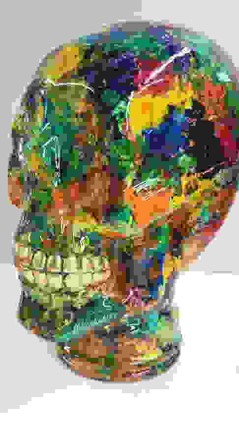 M Nichols Signed Hand Painted Glass Sculpture "scull" Auction
