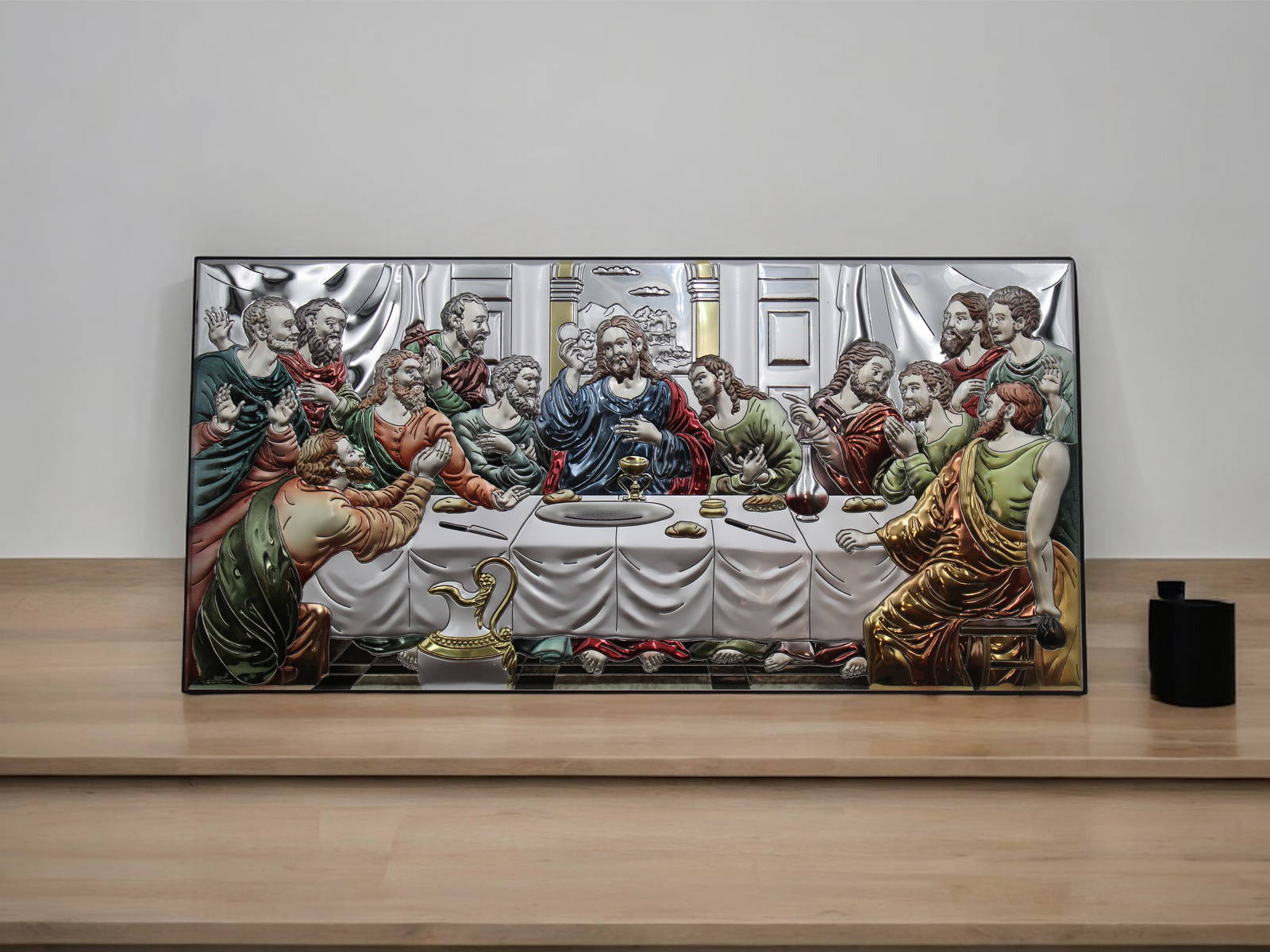 Icon "last Supper". Size 39x19cm. Silver-plated And Colored. Attached ...