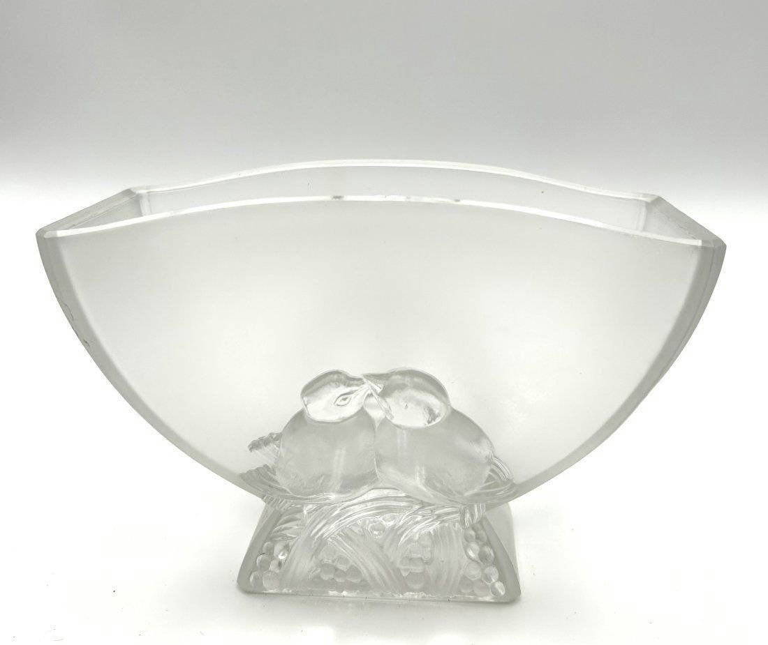 Verlys France Art Glass Vase Frosted Crystal Bowl Signed Auction