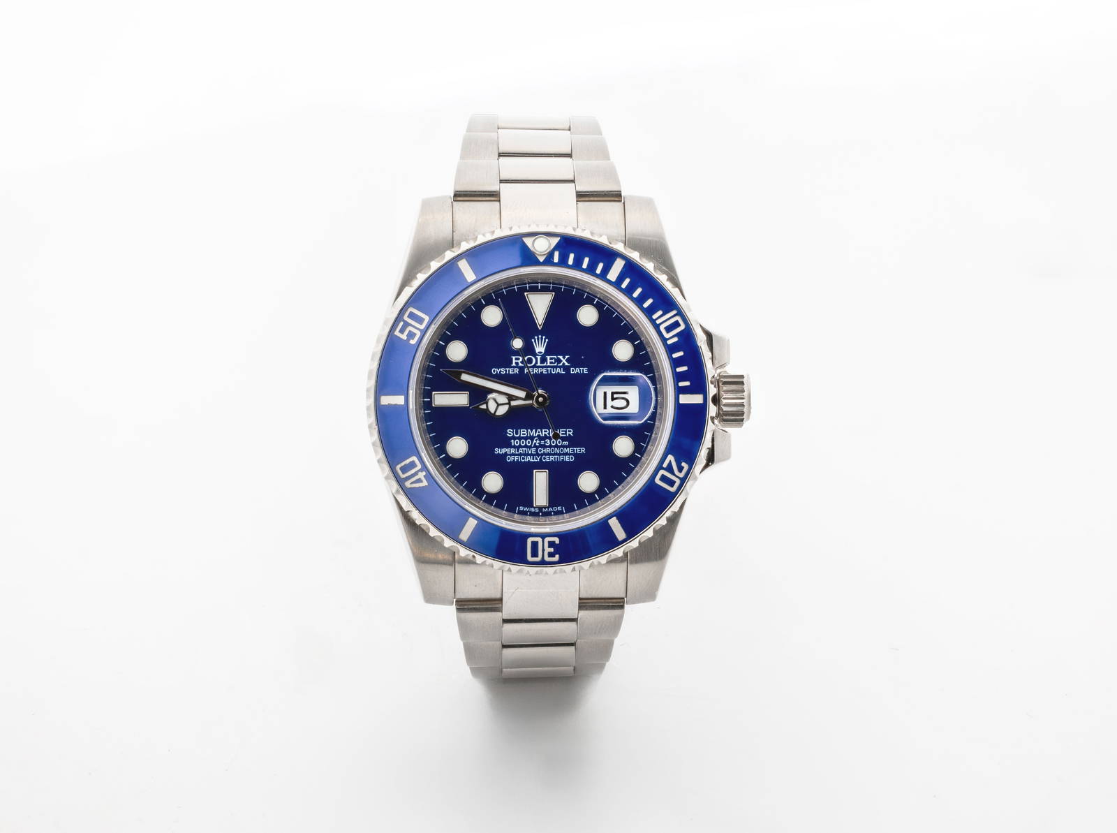 Rolex Model 116619lb Submariner 18kt White Gold Blue Face Dial Watch ...