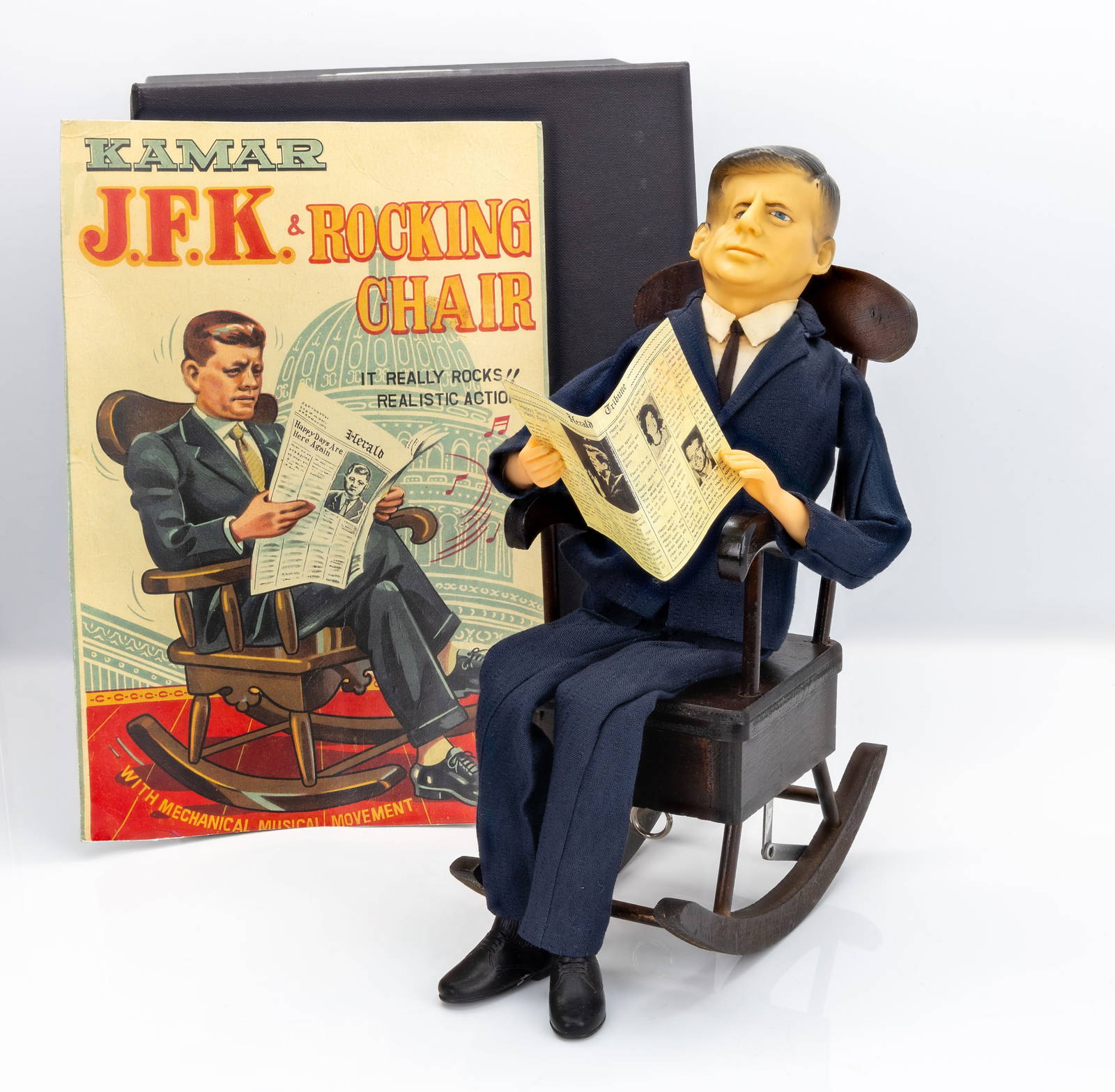 Vintage Kamar 1963 John F. Kennedy & Rocking Chair Doll W/ Box Auction