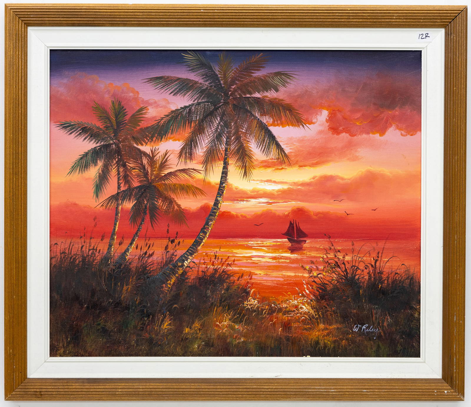 W. Riley Florida Artist Landscape Painting O/c Auction