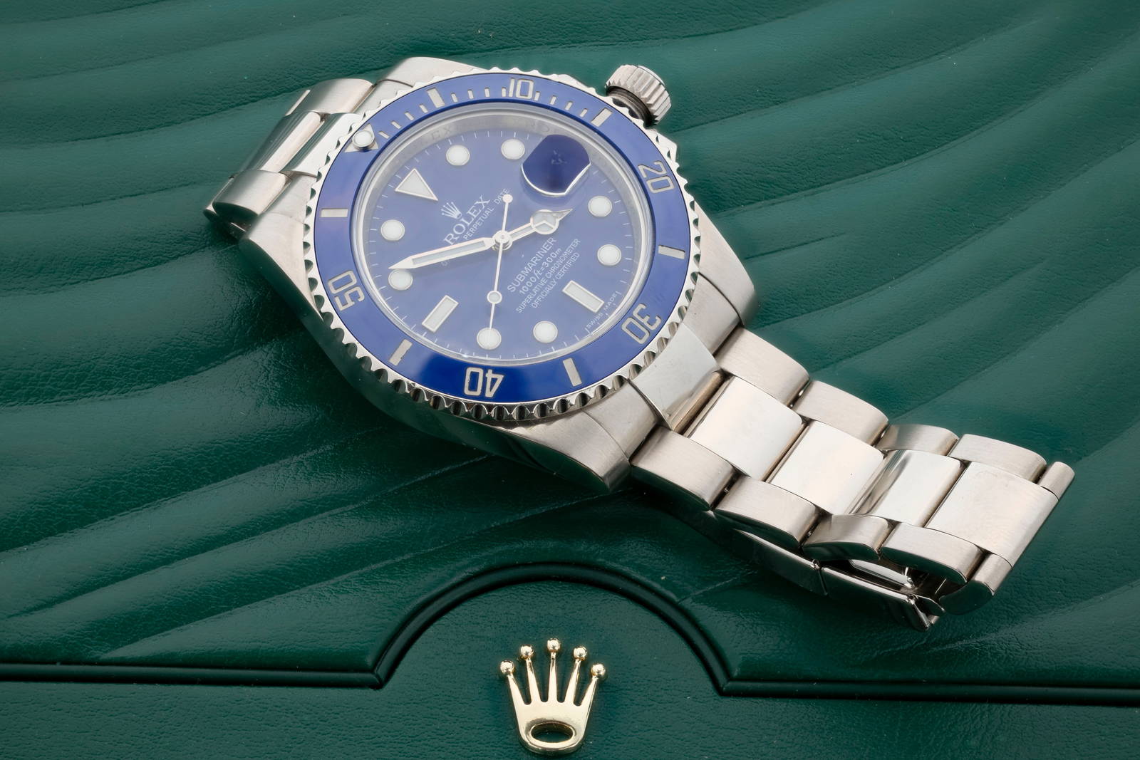 Rolex Submariner 40mm 116619lb 18kt White Gold Blue Face Dial Watch Auction