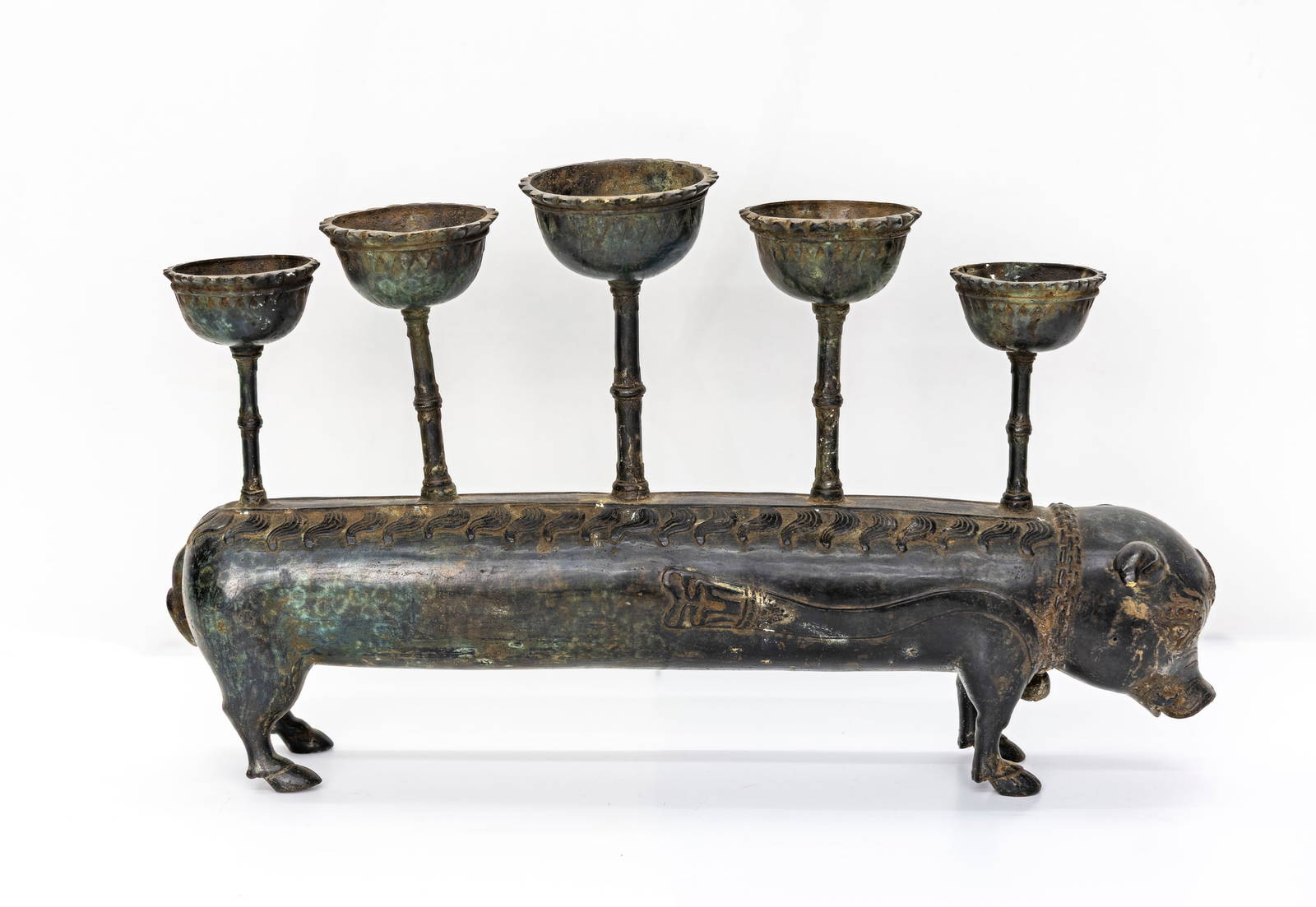 Pig Oil Lamp Middle Eastern Metal Candelabra Auction