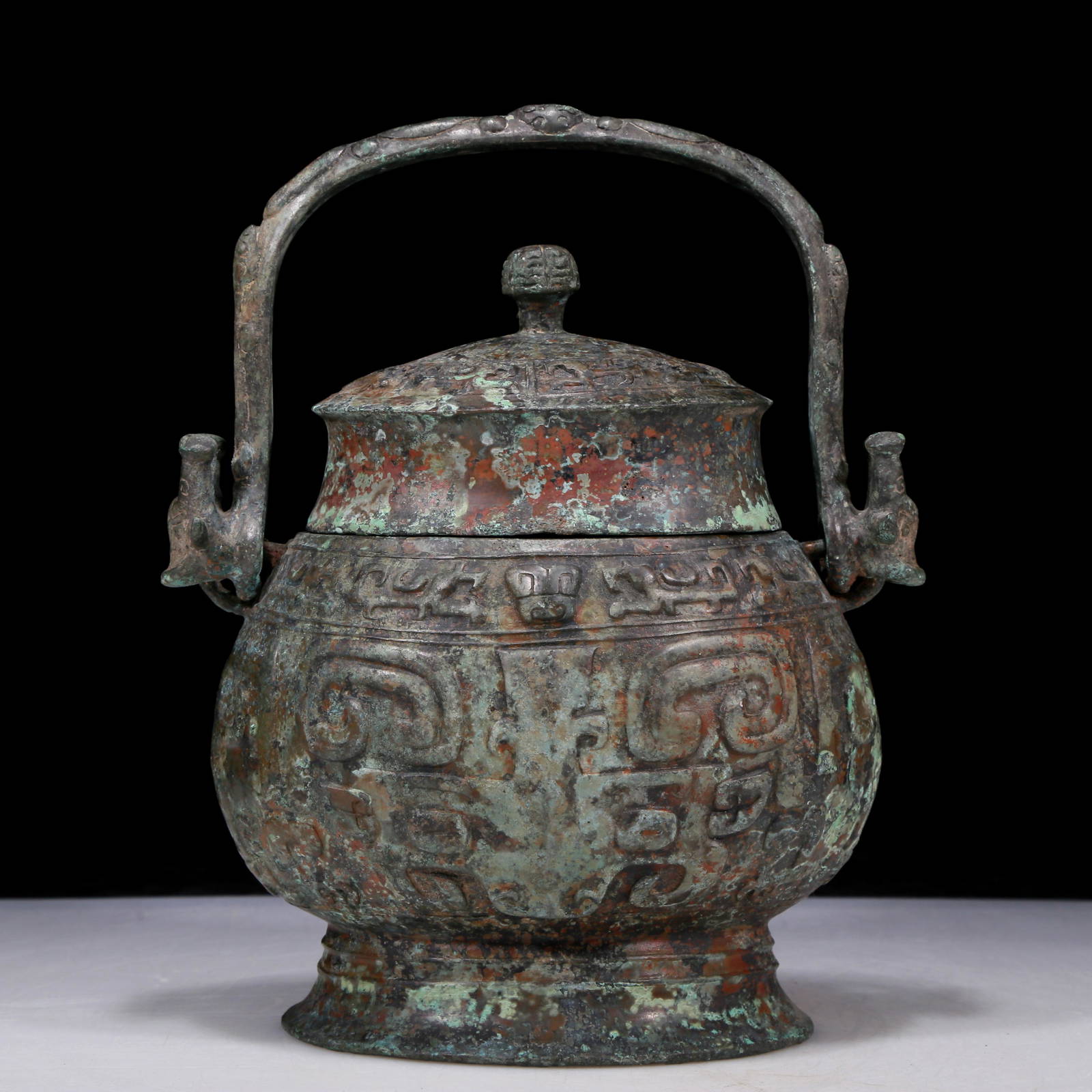 A Fantastic Bronze 'animal Mask' Jar With Inscriptions And An Overhead ...