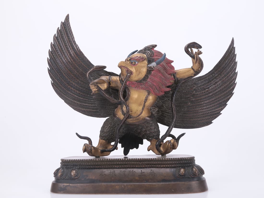 A Brilliant Gilt-bronze Figure Of Mythical Bird Deity Auction