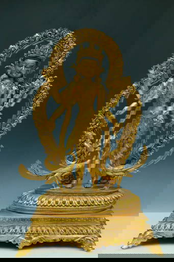 A Wonderful Gilt Bronze Figure Of Mahamayuri