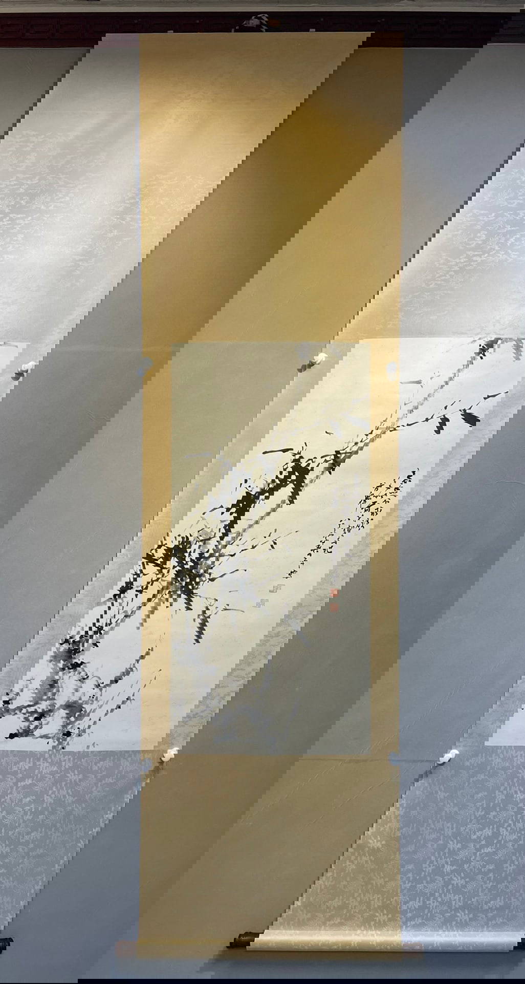 An Exquisite Chinese Vertical Scroll Ink Painting Of Bamboo On Pape Auction