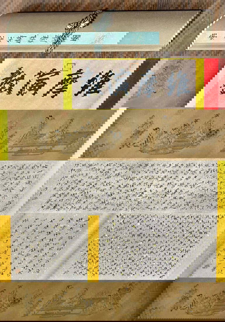 A Chinese Hand Scroll Ink Painting Of Figure On Silk,li Gonglin Auction