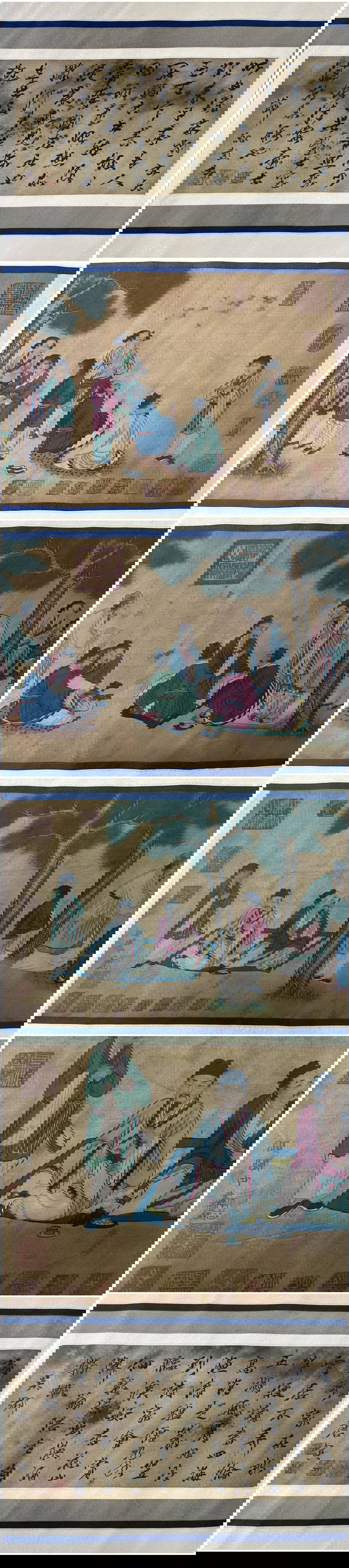 A Chinese Hand Scroll Ink Painting Of Figure On Silk,gu Hongzhong Auction