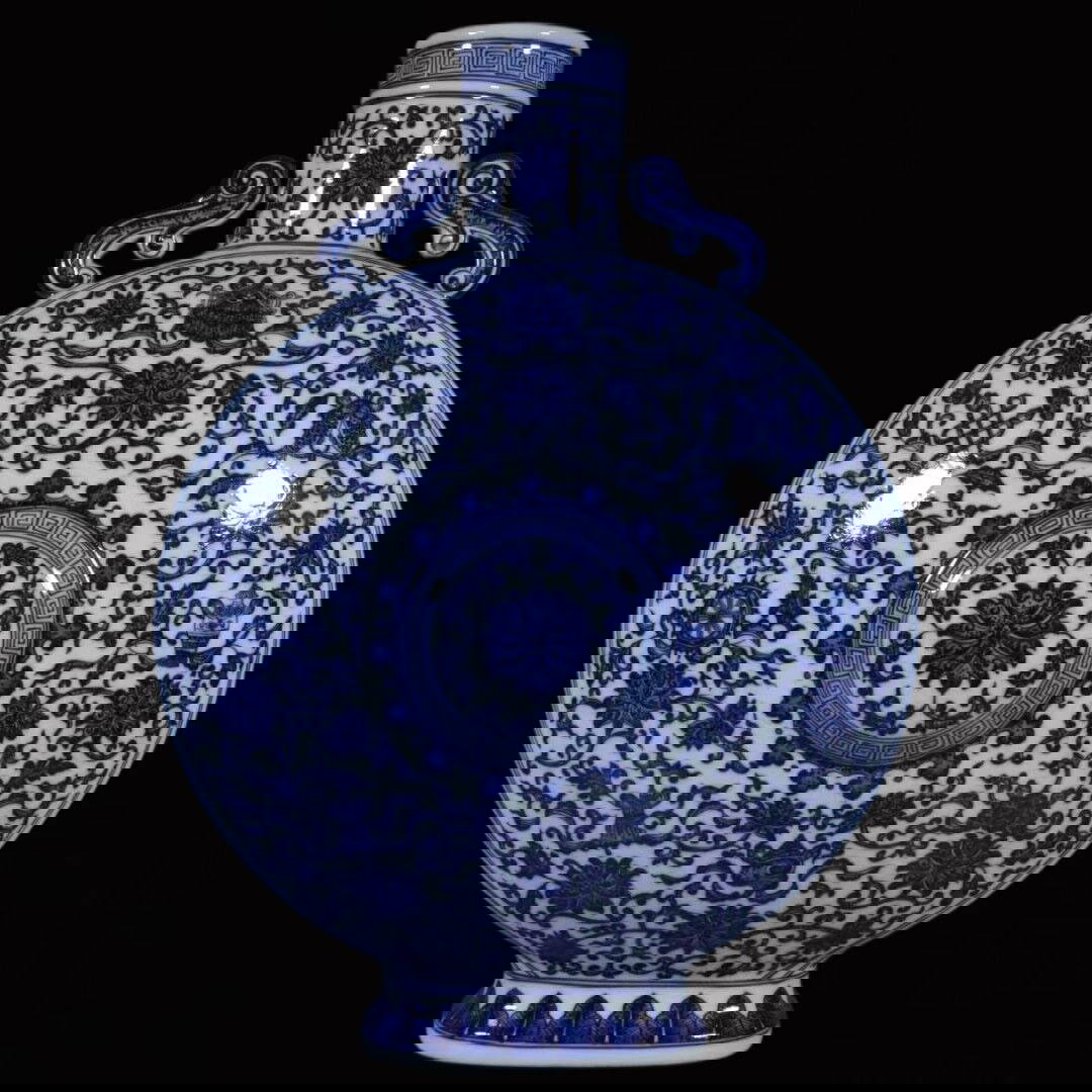 A Huge Blue And White Lotus And Eight Treasures Pattern Double-ears ...