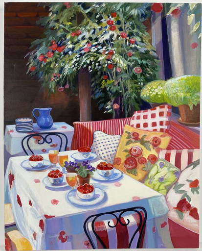 Lisa Homan Conger Oil On Canvas Patio Meal