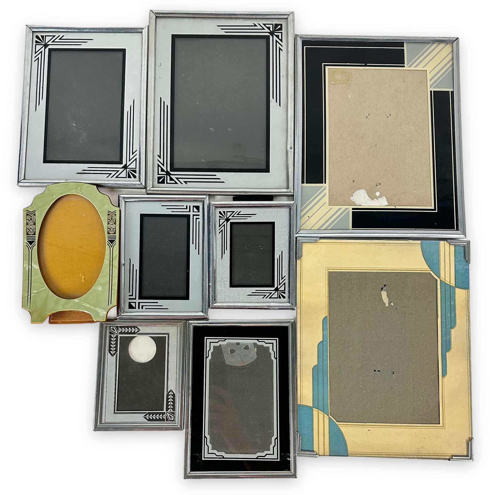 (8) Art Deco Reverse Painted Picture Frames