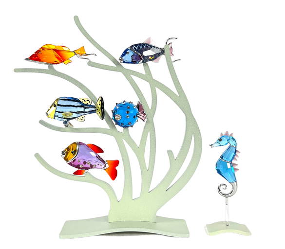 Swarovski Crystal Coral Stand Incl. (6) Fish