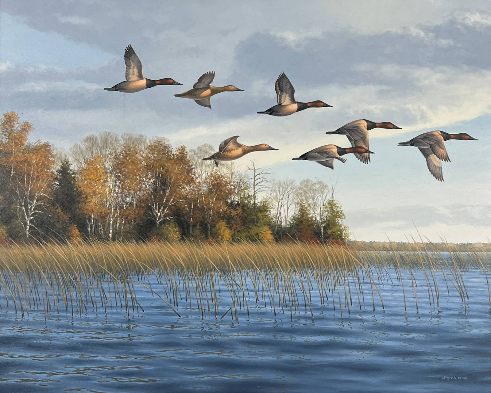 Phil Scholer 'gainy's Point' Oil On Canvas 1960 Auction