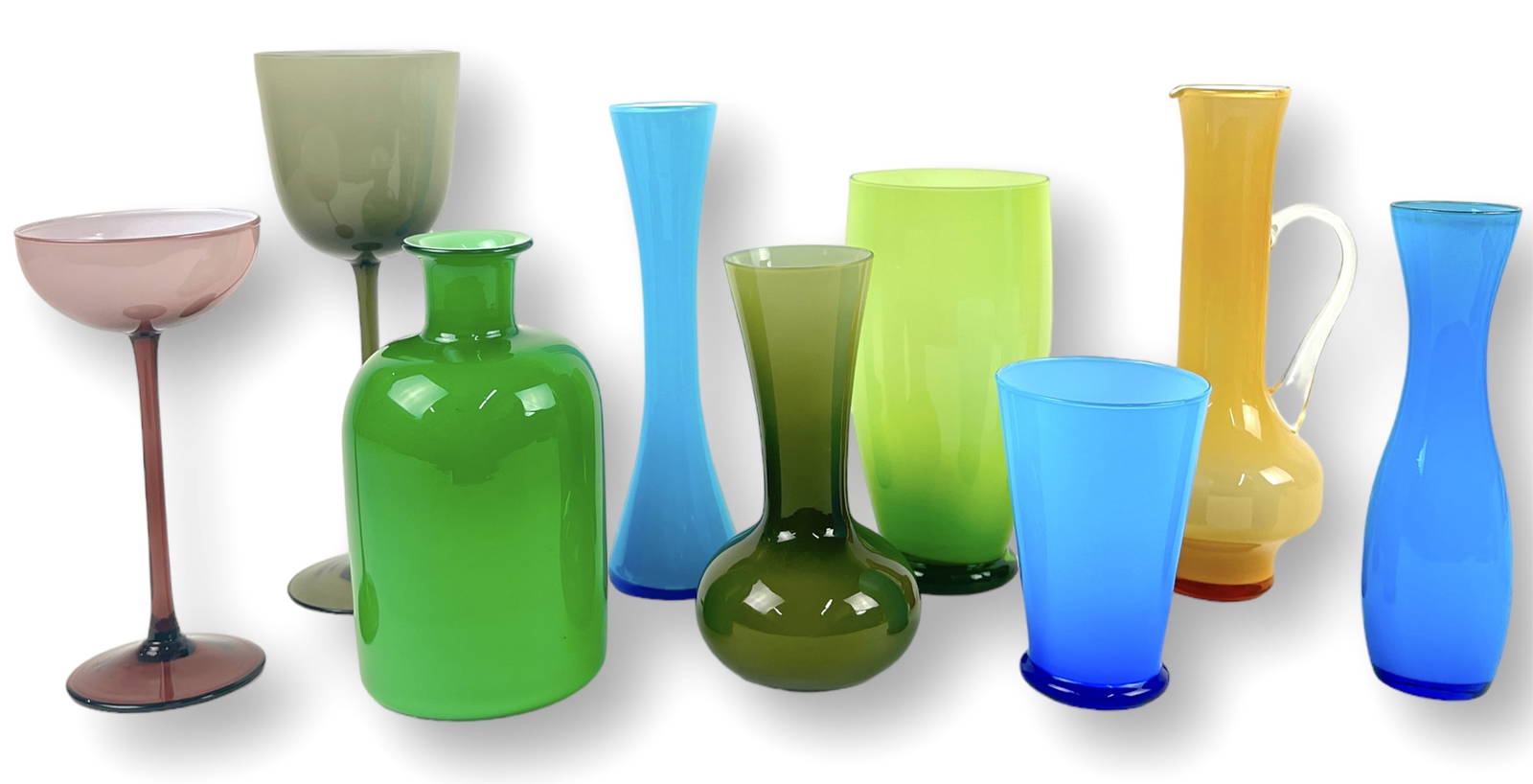 (9) Italian Colored Glass Vessels Auction