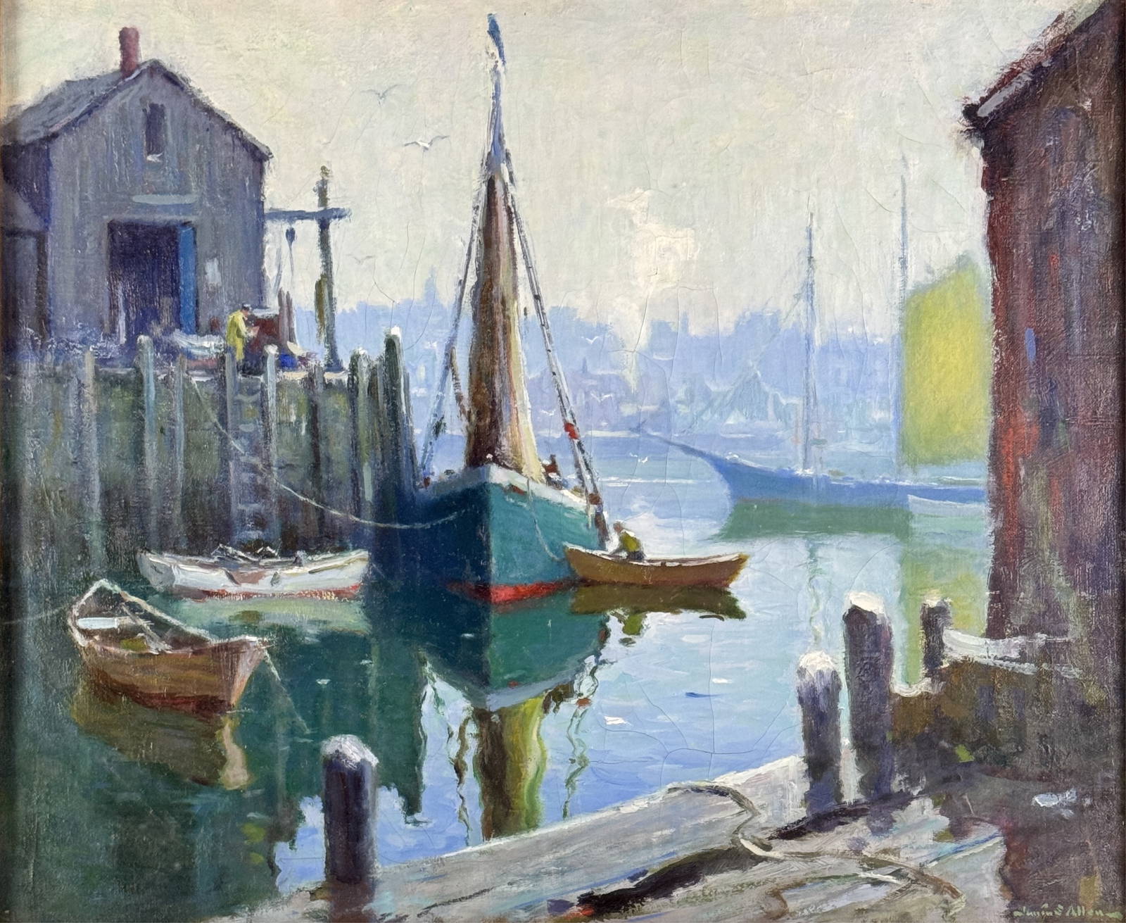 Junius Allen 'maritime' Oil On Canvas Auction