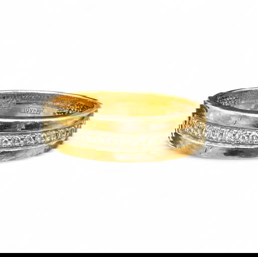 14k Yellow Gold & Diamond Line Ring