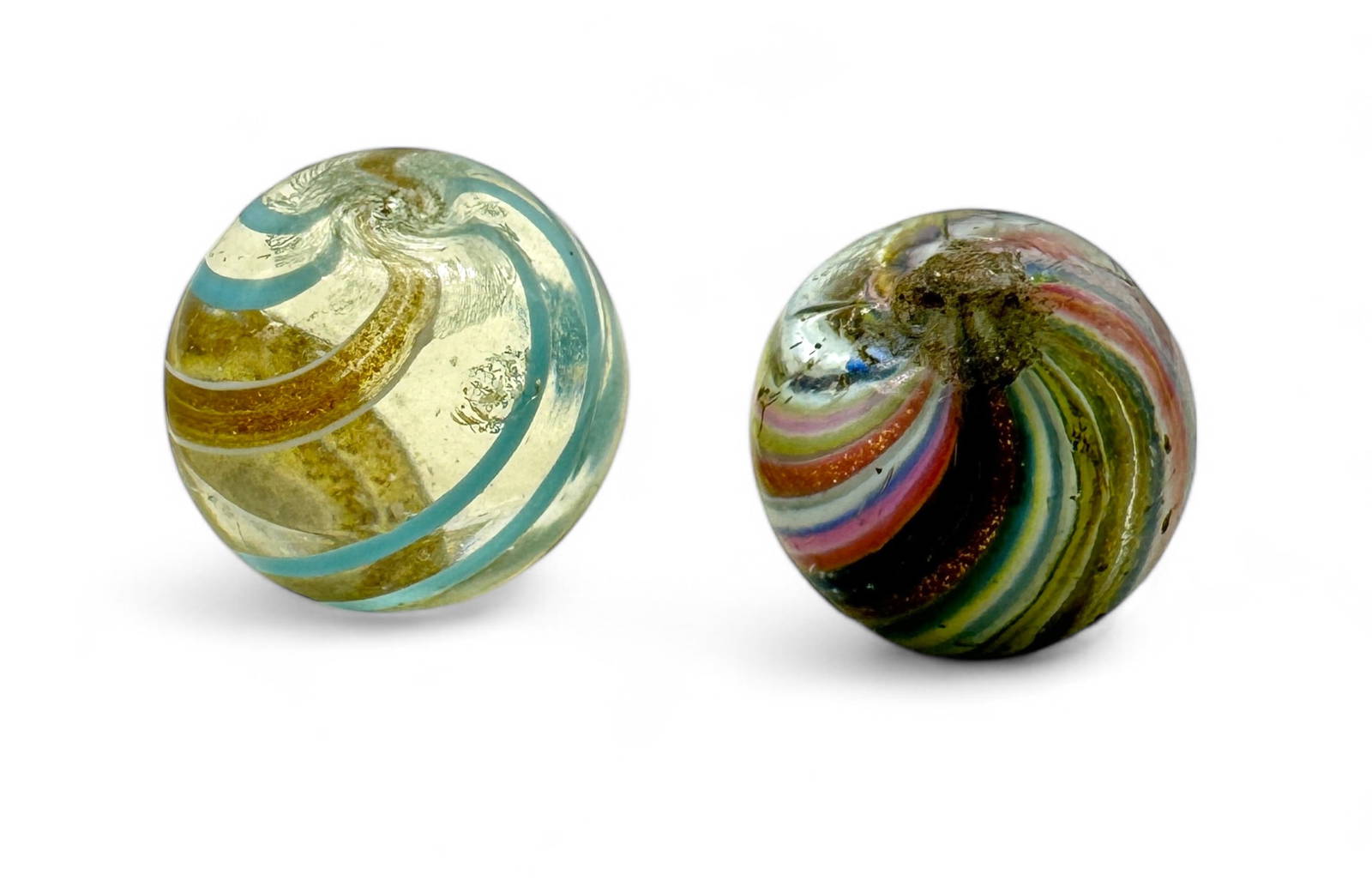 (2) Vintage Lutz Multi Colored Marbles Auction