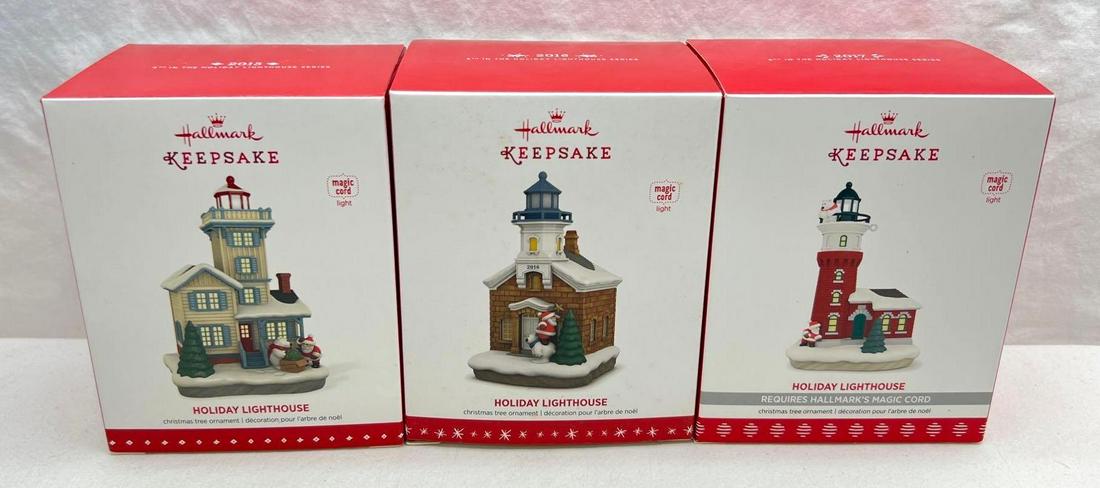 Hallmark Keepsake Ornaments Lot of Three Holiday Lighthouses - Oct 15 ...