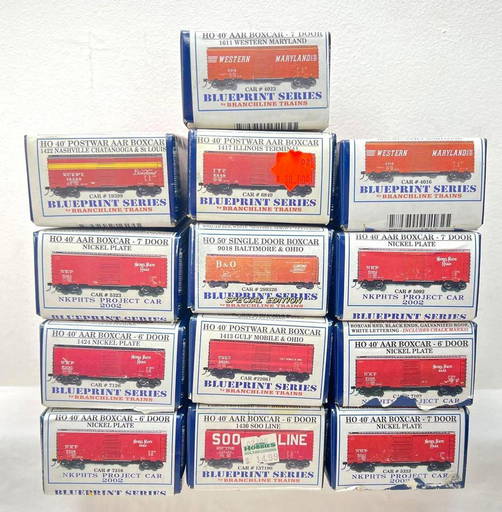 Thirteen Ho Gauge Branchline Blueprint Series Box Car Kits Unbuilt In Boxes