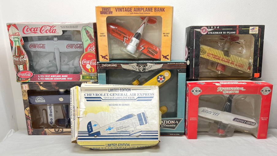 Seven Spec Cast Ertl Airplane banks in original boxes (#0517) on Dec 17 ...