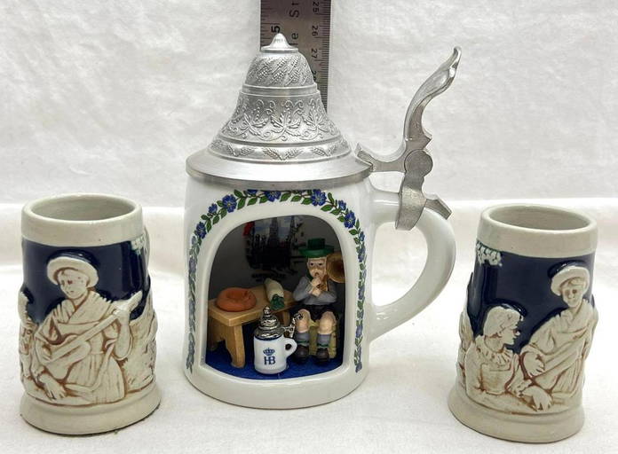 Three Beer Steins Reutter Small Giuseppe Armani Steins