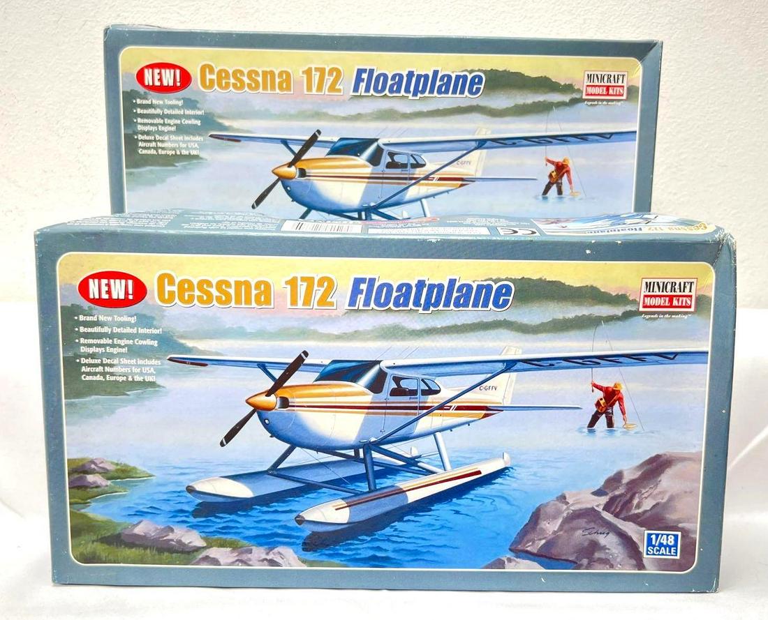 Two Minicraft 1/48 11634 Cessna 172 Floatplane Model Kits Unbuilt Complete