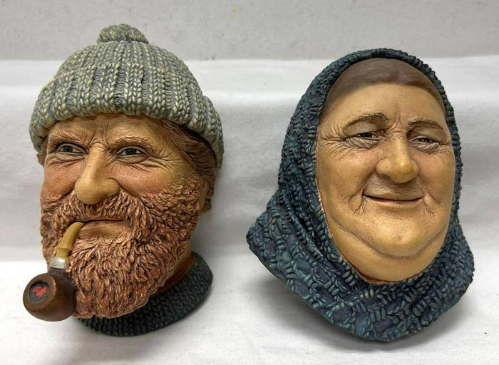 Bossons Fisherman And Fisherwoman Chalkware Head Wall Art