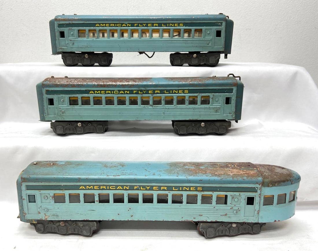 Prewar American Flyer O Gauge Two Tone Blue Streamline Passenger Cars ...