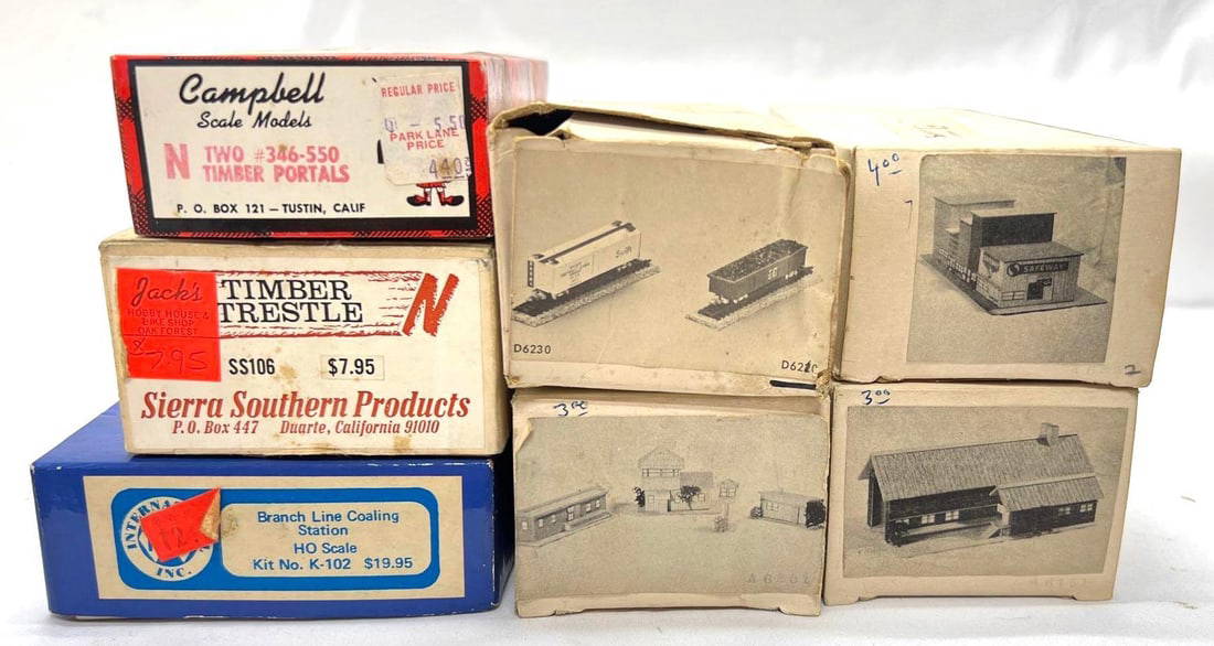 Ho And N Scale Model Kits Buildings Car In Original Boxes Unbuilt W ...
