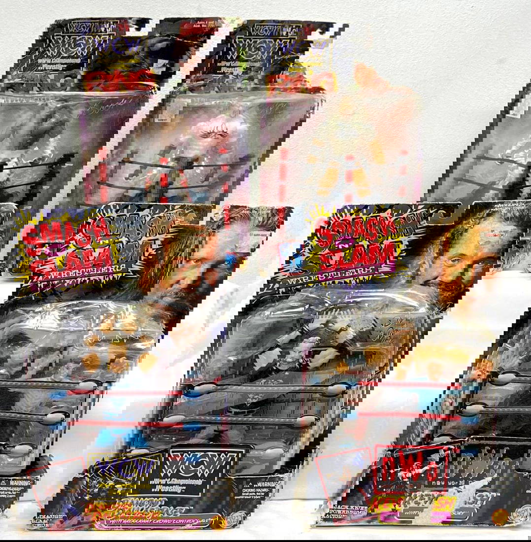 Lot Of 4 Wcw Ring Fighters And Smash N Slam Action Figures Booker T ...