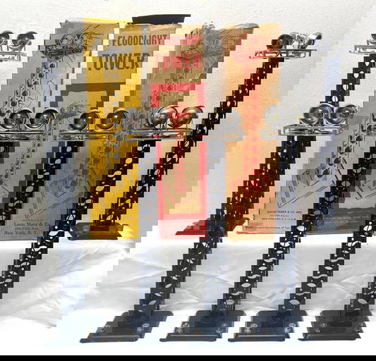 Marx O Gauge Six 416 Flood Light Towers Three Original Boxes