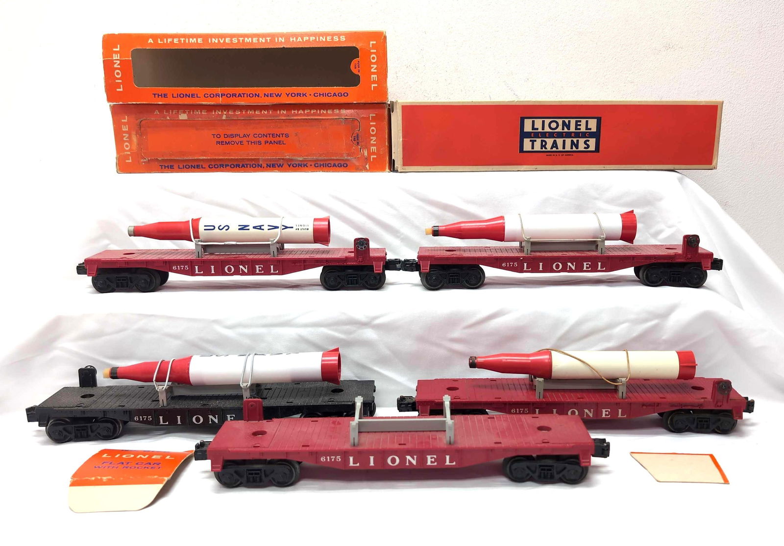 Postwar Lionel O Gauge 6175 Rocket Car 5 Flats 3 Boxes Auction